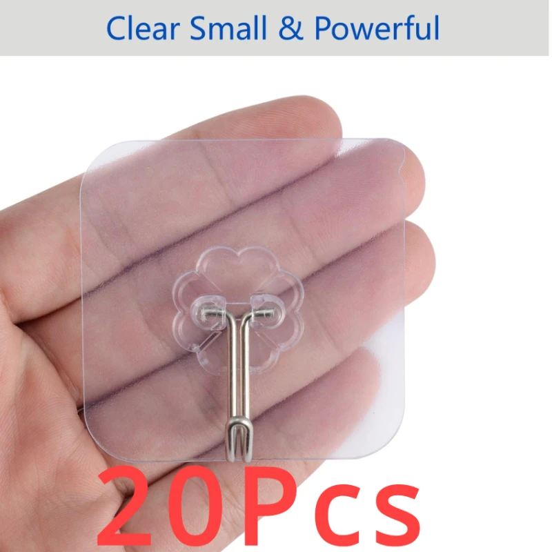 1-20PCS-Transparent-Stainless-Steel-Self-Adhesive-Hooks-Bathroom-Towel ...