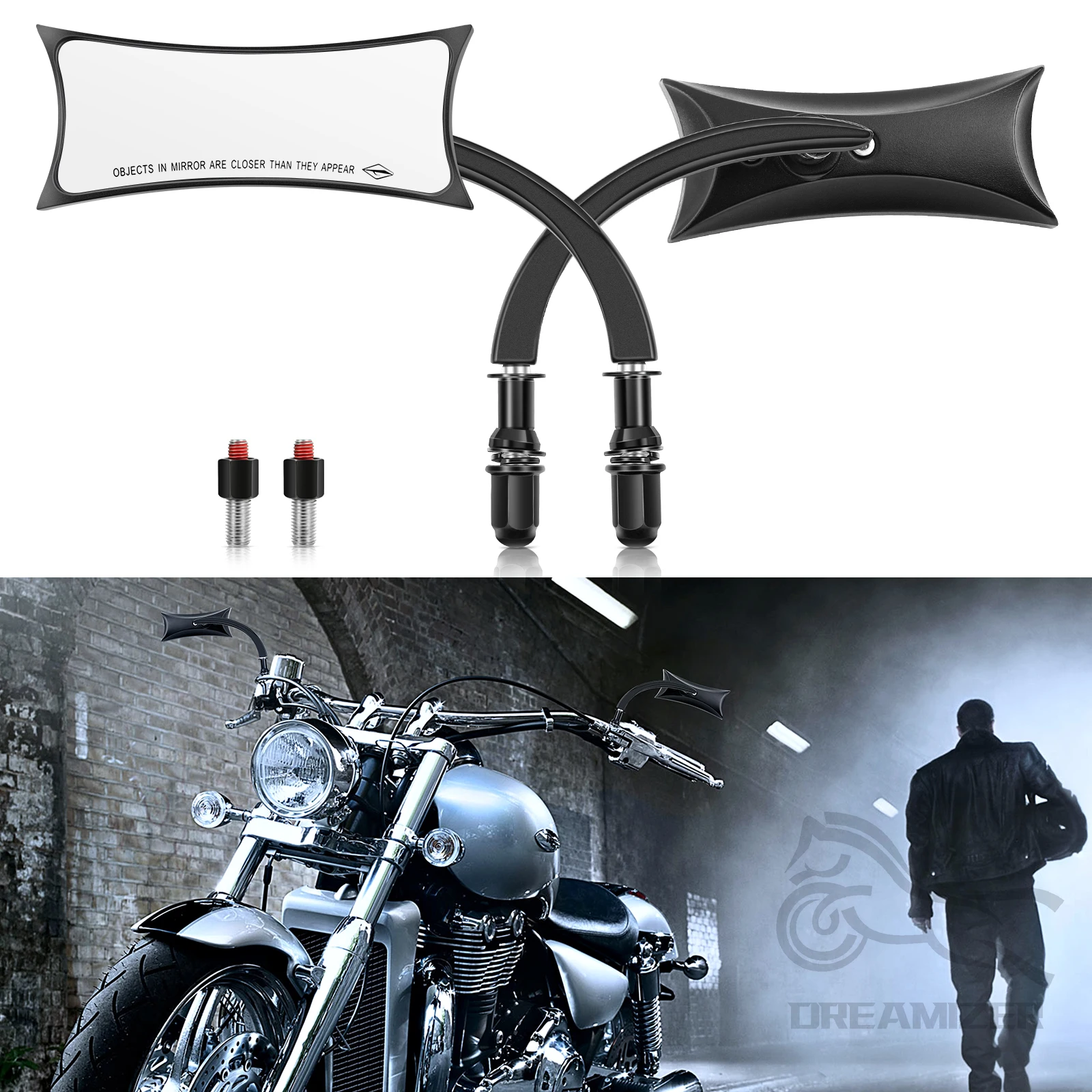 2Pcs-8-10MM-Black-Chrome-Motorcycle-Rearview-Mirror-Aluminum-Alloy ...