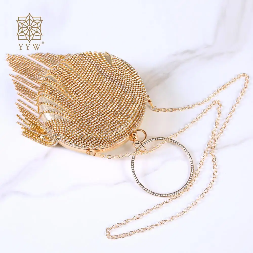 Tassel-Diamond-Clutch-Purse-Luxury-For-Women-Round-Shape-Bling-Handbags ...