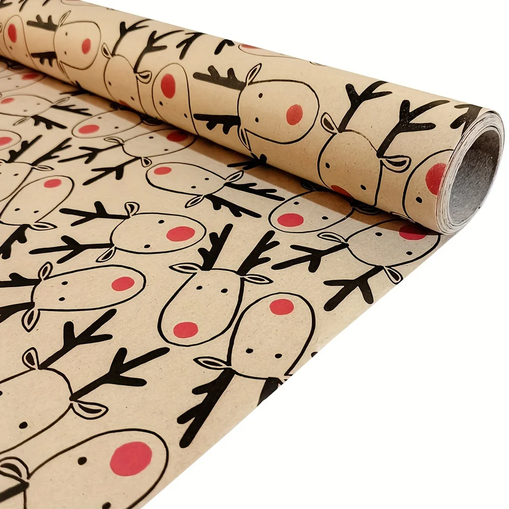 Vintage Reindeer Christmas Wrapping Paper Roll - FJK SPORTS