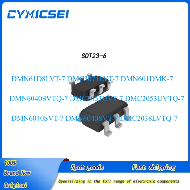 50pieces DMN61D8LVT-7 DMC3071LVT-7 DMN601DMK-7 DMN6040SVTQ-7 DMC2053UVT ...