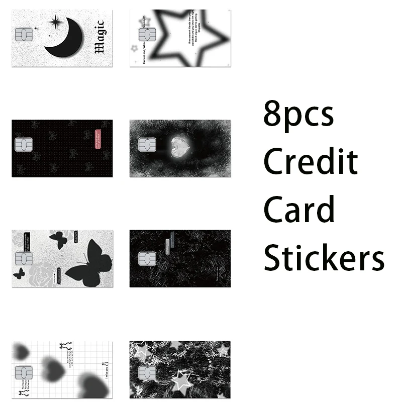 8pcs-Y2k-Diy-Moon-Love-Black-Printed-Laser-Credit-Card-Debit-Card ...
