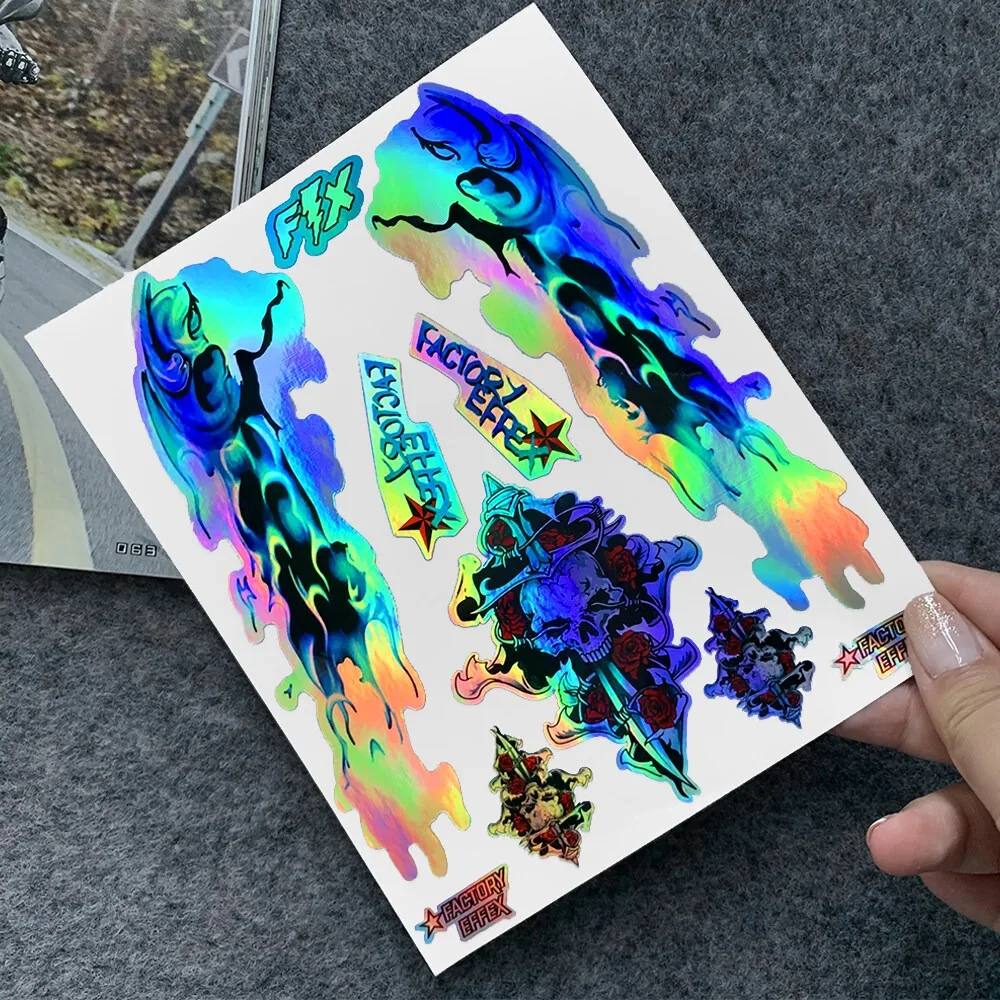 Motorcycle-Sticker-Helmet-Laser-Rainbow-Reflective-Skull-Shaped-design ...