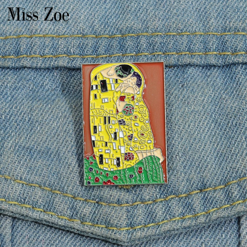 Alfileres-de-esmalte-de-pintura-al-leo-The-Kiss-broches-personalizados ...
