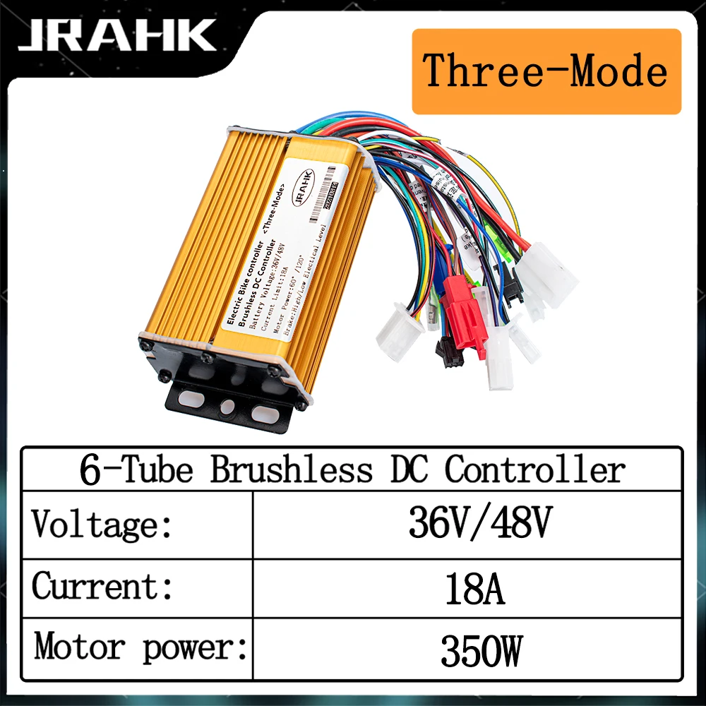 Jrahk controlador de bicicleta elétrica para motor de bicicleta, 36v, 48v, 350w 400w, 3 modos ...