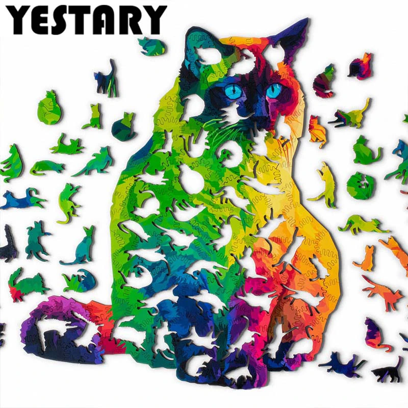 3d Wooden Cat Puzzle Toys Impossible Wood Jigsaw Puzzle Toys Board ...