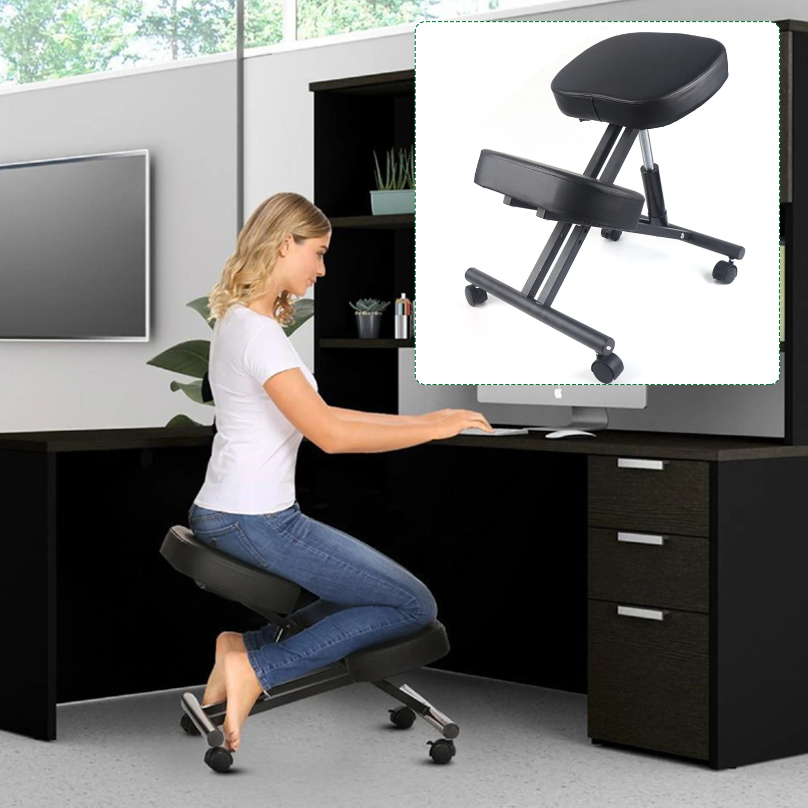 Kneeling-Chair-Black-Orthopaedic-Ergonomic-Health-Chair-Knee-Stool ...