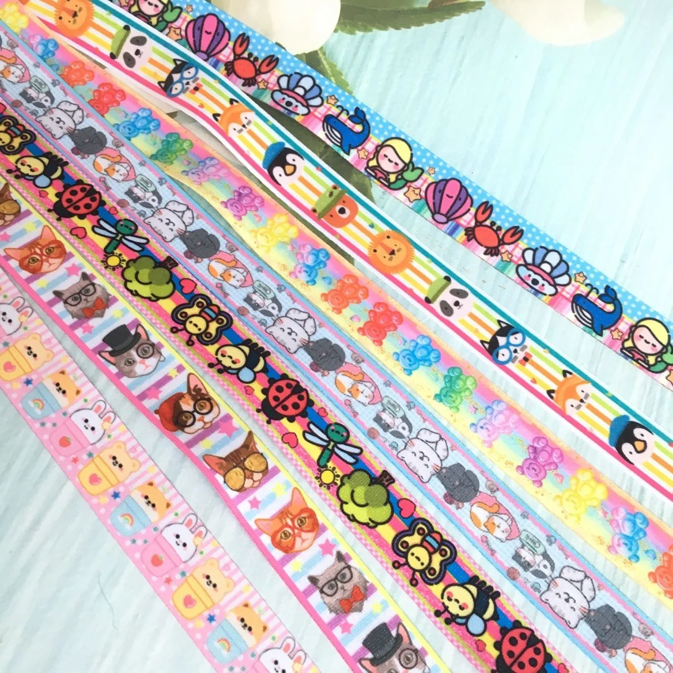 new-double-sided-cartoon-Phone-Strap-Ribbon-3-4-20MM-10Yards-Animals ...