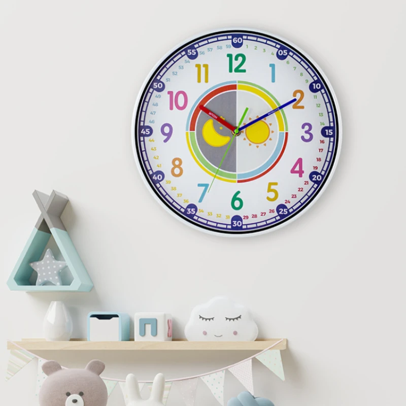 12 inch Silent Wall Clock Children Classrooms Teaching Clock Hanging ...