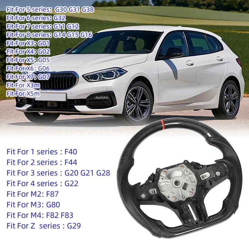 Volante-de-fibra-de-carbono-de-cuero-perforado-para-BMW-accesorios-de ...