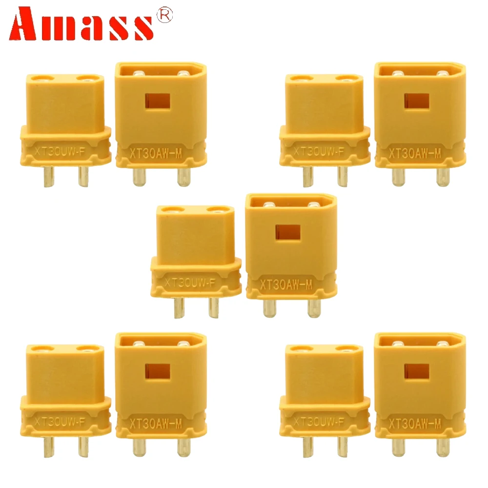 Amass-XT30UW-F-Female-XT30AW-M-Male-XT30-DC500V-20A-Waterproof-Gold ...