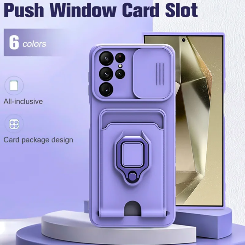Luxury Push Window Card Slot Case For Samsung Galaxy S24 Ultra S23 Plus ...
