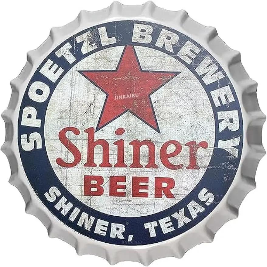 Retro-Metal-tin-Sign-Shiner-Beer-Shiner-Texas-Decorative-Bottle-Caps ...