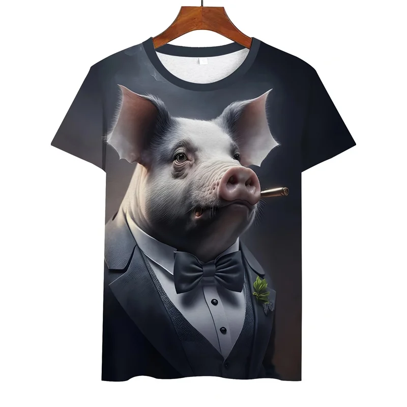 New In Cute Pig Pattern T Shirt Men 3D Printed Animal Tshirt Crew Neck ...