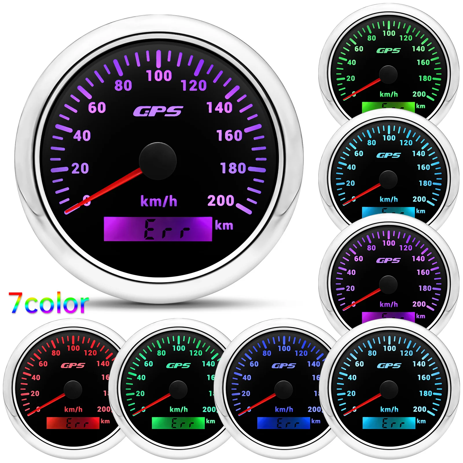 30KHM,60KMH,80KMH,120KMH,200KMH GPS Speedometer Gauge with Antenna 85mm ...