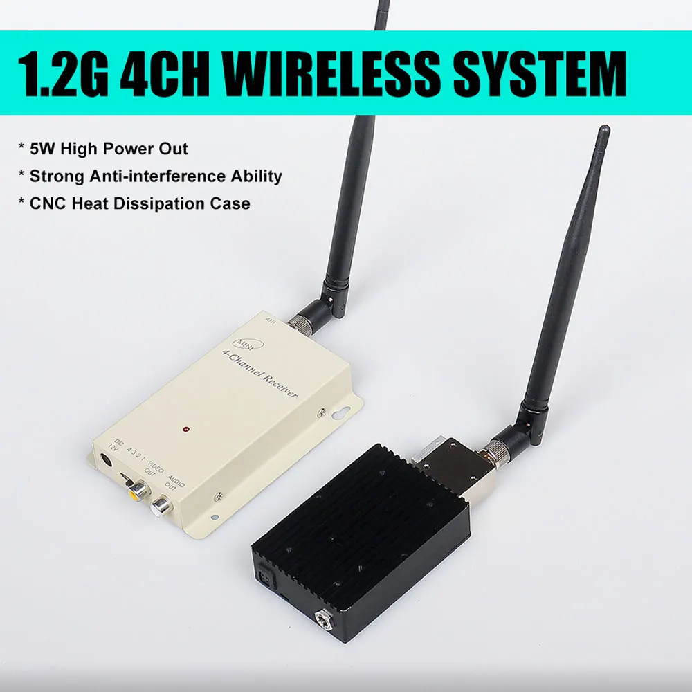 FPV-1-2G-5W-4CH-Wireless-Transmitter-TX-Receiver-RX-Combo-Analog-FPV ...