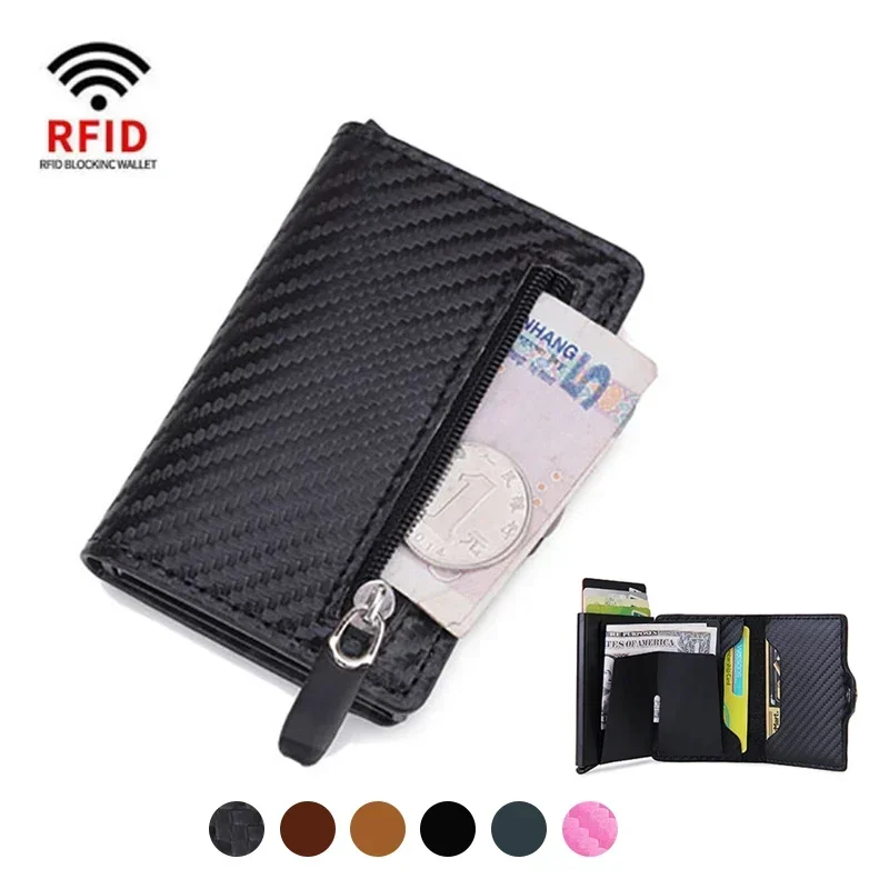 Carbon-Fiber-Rfid-Blocking-Protection-Wallet-Men-id-Credit-Card-Holder ...