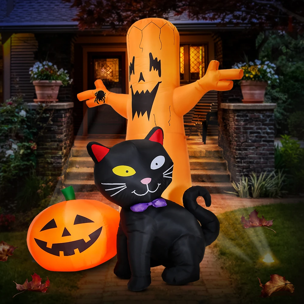 8 Ft Halloween Inflatable Outdoor Decoration Dead Tree With Pumpkin And ...