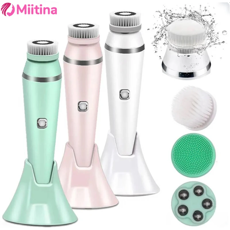 Electric Facial Cleaner 4 IN 1 Face Cleansing Brush Wash Machine Spa ...