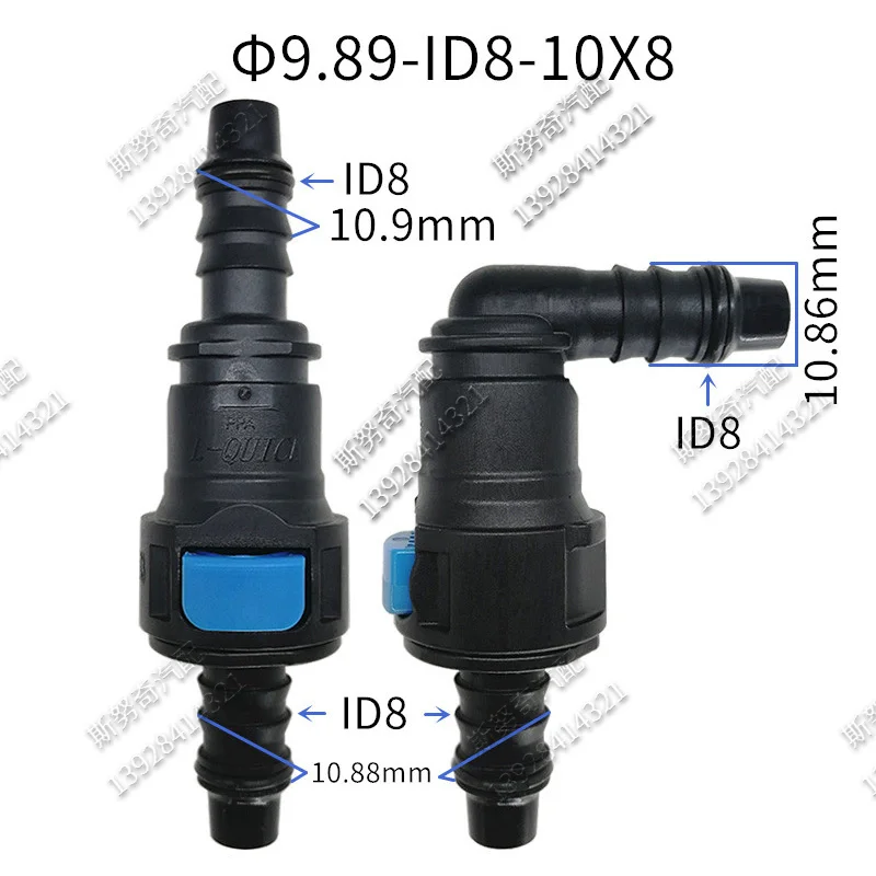 9.89mm ID8 180 graus SAE fuel pipe fittings plástico Fuel line quick ...