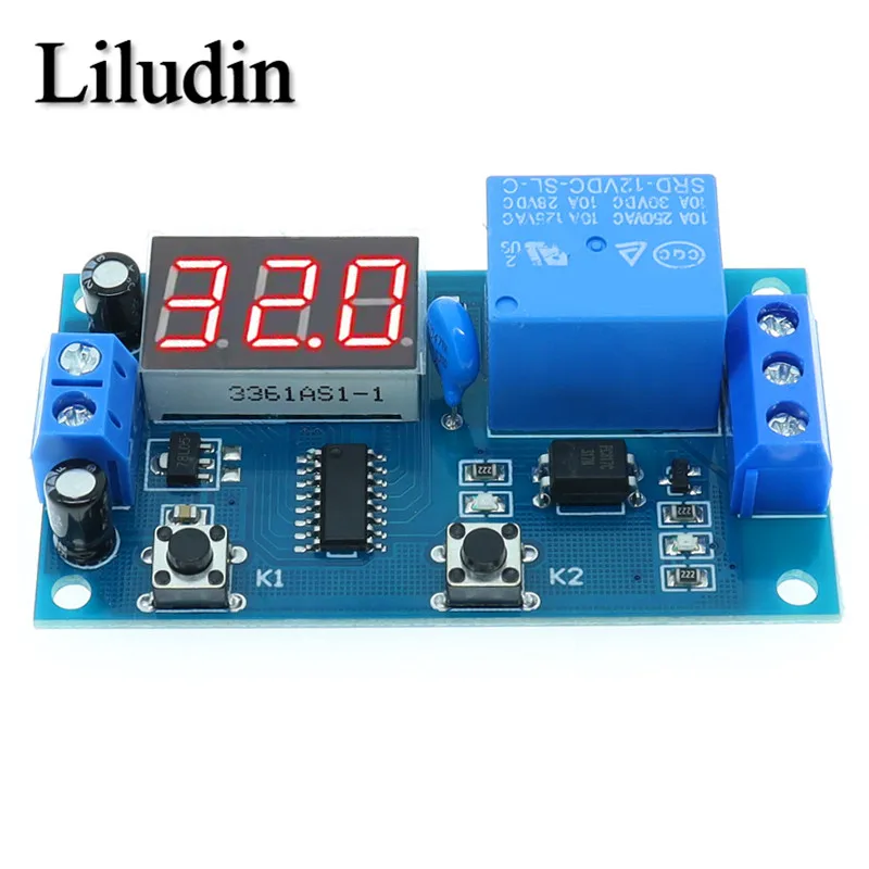 DC 12V Digital Display Delay Relay Delay Time Multi-function Module ...