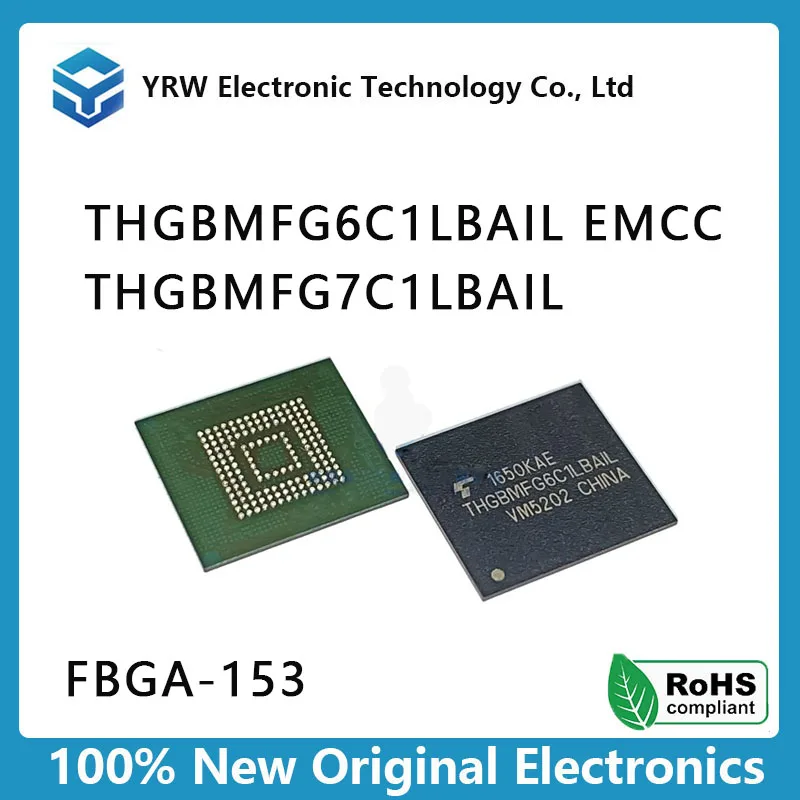 100% NEW THGBMFG6C1LBAIL THGBMFG7C1LBAIL 8GB 16GB FBGA-153 EMMC5.0 ...