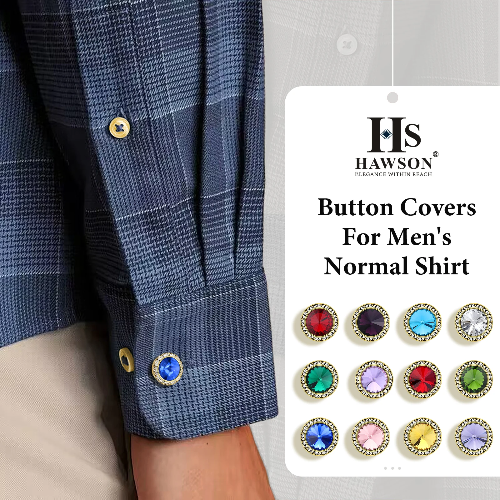HAWSON-Crystal-Button-Cover-Cufflinks-for-Mens-or-Womens-Shirt ...