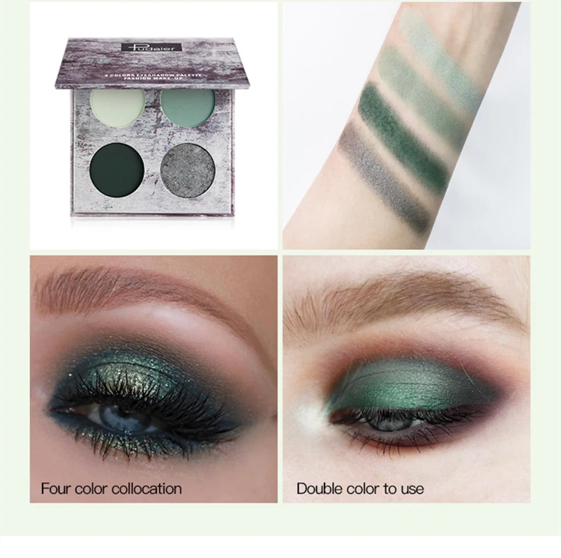 Fashion-Green-Eyeshadow-Palette-4-Color-Shimmer-Matte-Waterproof-Eye ...