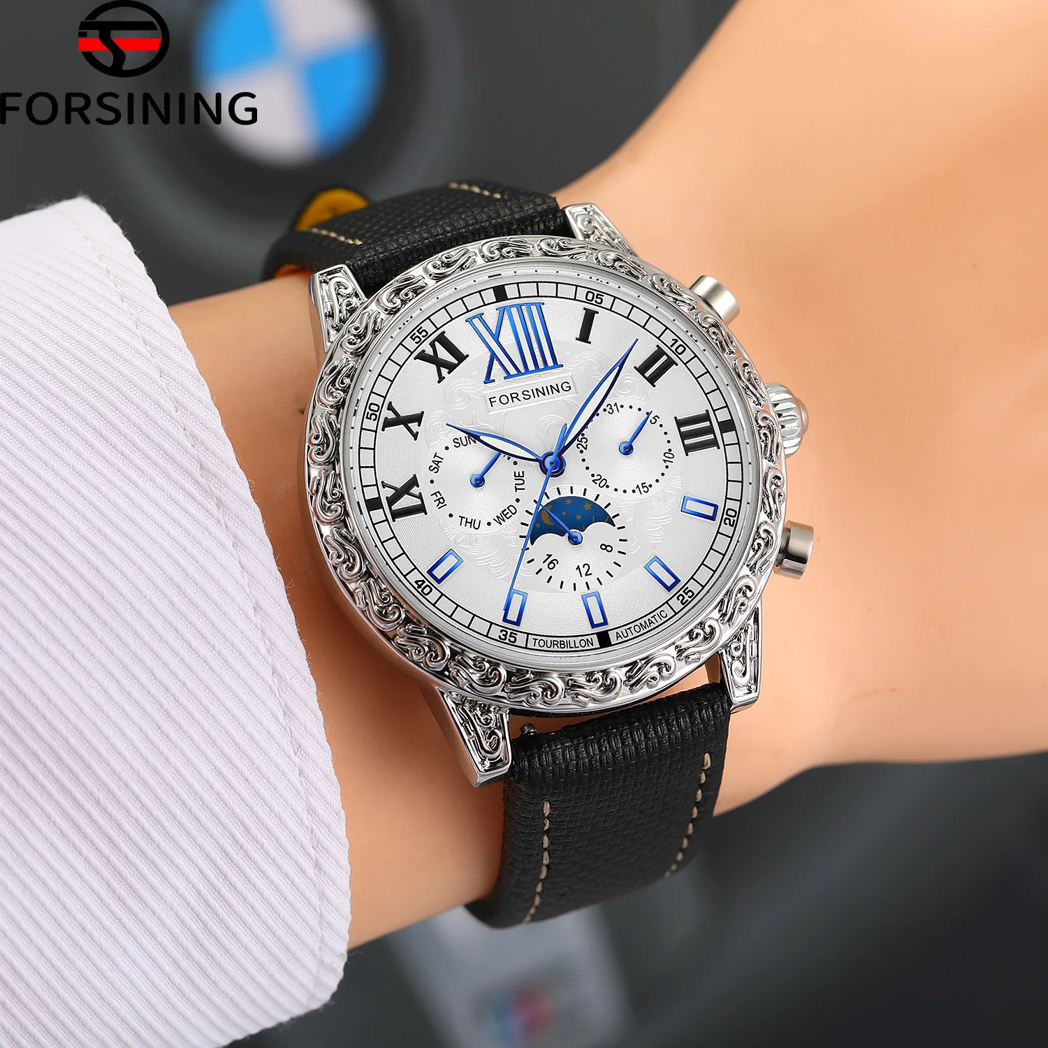 FORSINING Replica Designer Luxury Man Watch Moon Phase Automatic ...