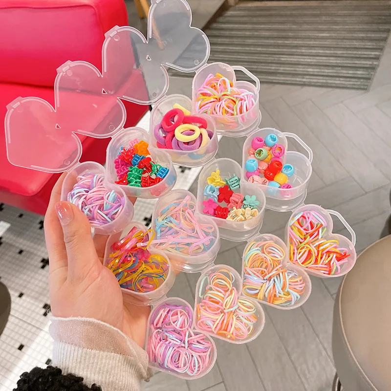 Love-Heart-Box-Packed-Rubber-Band-Set-Macaron-High-Elastic-Girls-Rubber ...