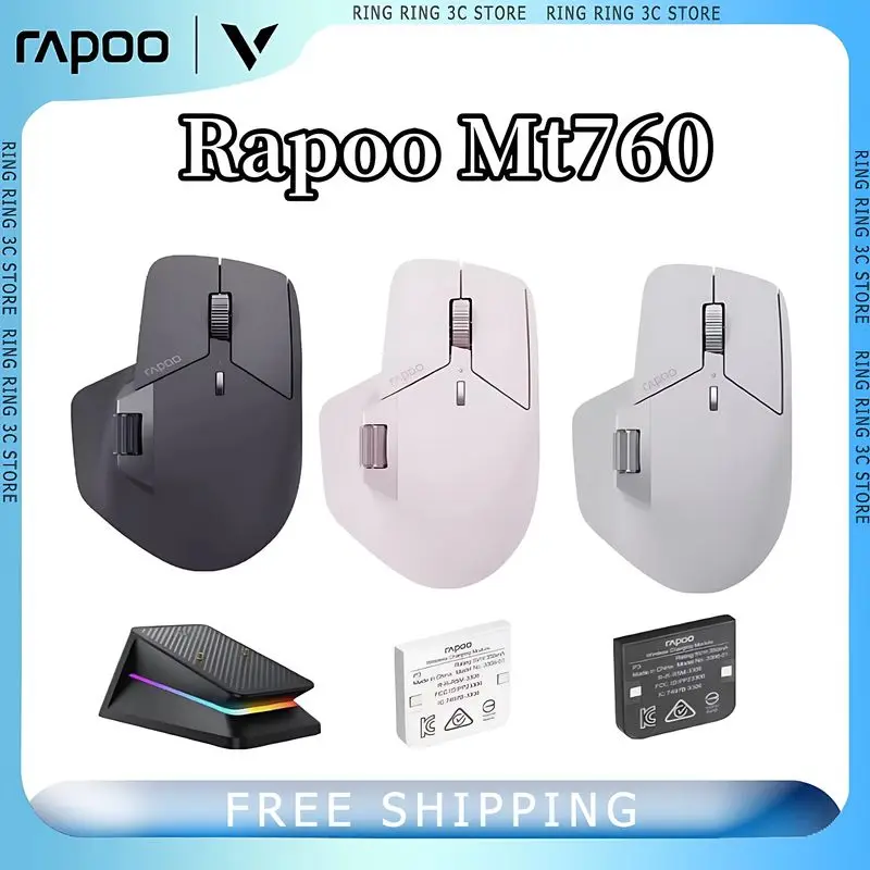 Rapoo-Mt760-Mini-Wireless-Mouse-With-Charging-Base-Bluetooth-Ergonomics-Lightweight-Gamer-Mouse ...