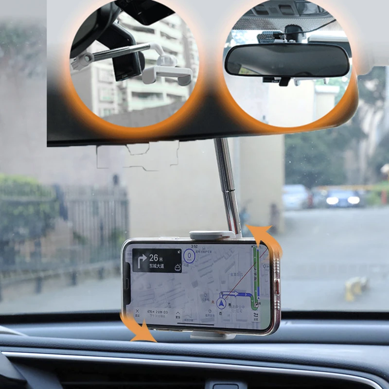 New-Car-Rearview-Mirror-Mount-Phone-Holder-GPS-Auto-Clip-360-Degree ...