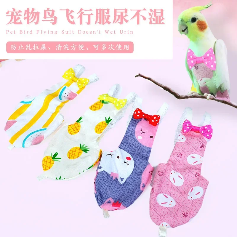 Parrot-Diaper-with-Bowtie-Cute-Colorful-Fruit-Floral-Cockatiel-Pigeons ...