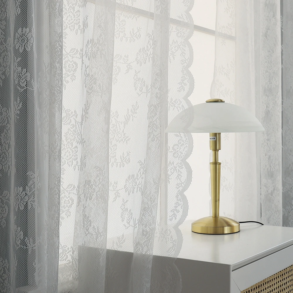 A-Punch-Free-Lace-Curtain-Finished-Wear-Rod-European-American-Pastoral ...