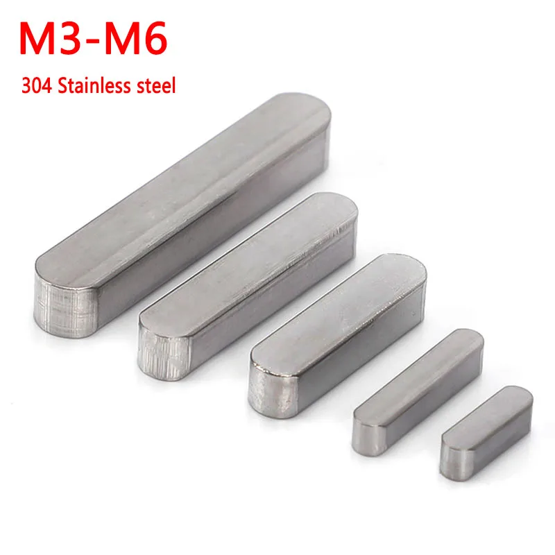 10 20 50pcs M3 M4 M5 M6 Parallel Keys A2-70 Stainless Steel Round Ends ...