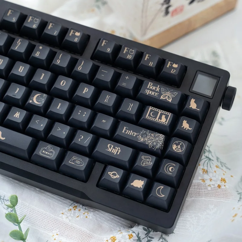 Minimalist-Black-gold-Keycaps-PBT-Cherry-Profile-Dye-Sub-for-Mx ...