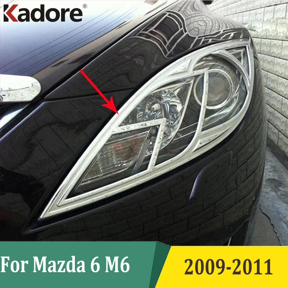 For-Mazda-6-M6-2009-2010-2011-Chrome-Headlight-Hood-Bezels-Frame-Head ...