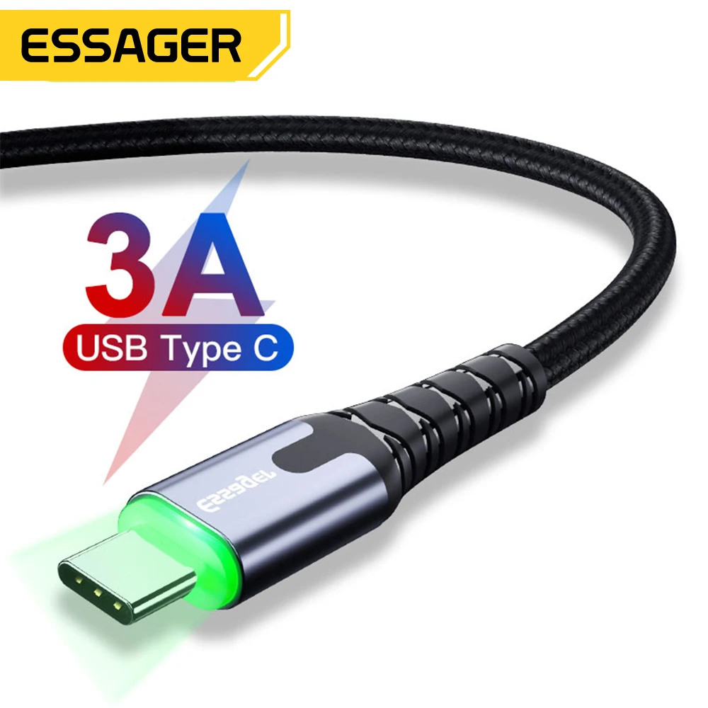 Essager Led cable usb tipo c 3.0 carga rapida cargador móvil USBC Type ...