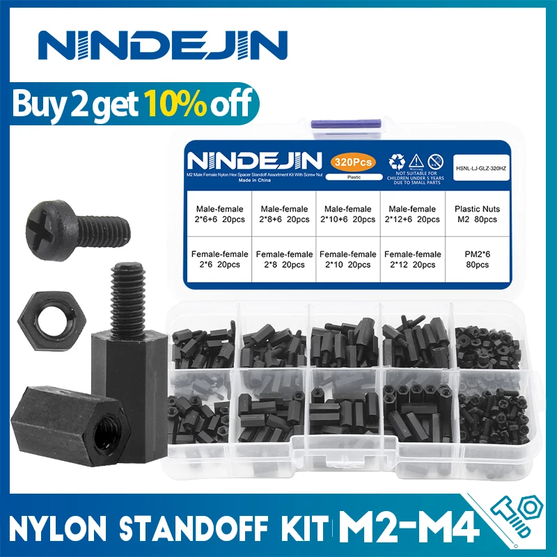 Male Female Nylon Hex Standoff Assortment Kit with Plastic Screws Nuts ...