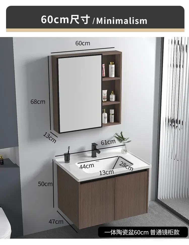 Mới Màu Đen Gỗ Óc Chó Màu Tủ Nhôm Vanity Với Samrt Tủ Gương Phòng Tắm ...