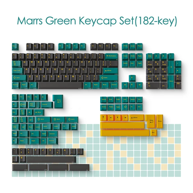 Akko Marrs Green Keycap Set 184-key Cherry Profile Keycaps Set ABS Full ...