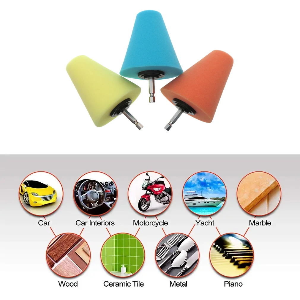 3Pcs Conical Sponge Buffing Polishing Cone with 6.35mm Shank for ...