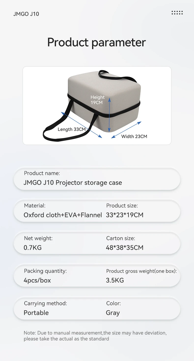 Gris - Mallette de rangement rigide pour budgétaire Oligo, JMGO J10, J10S, Sacs portables pour ...