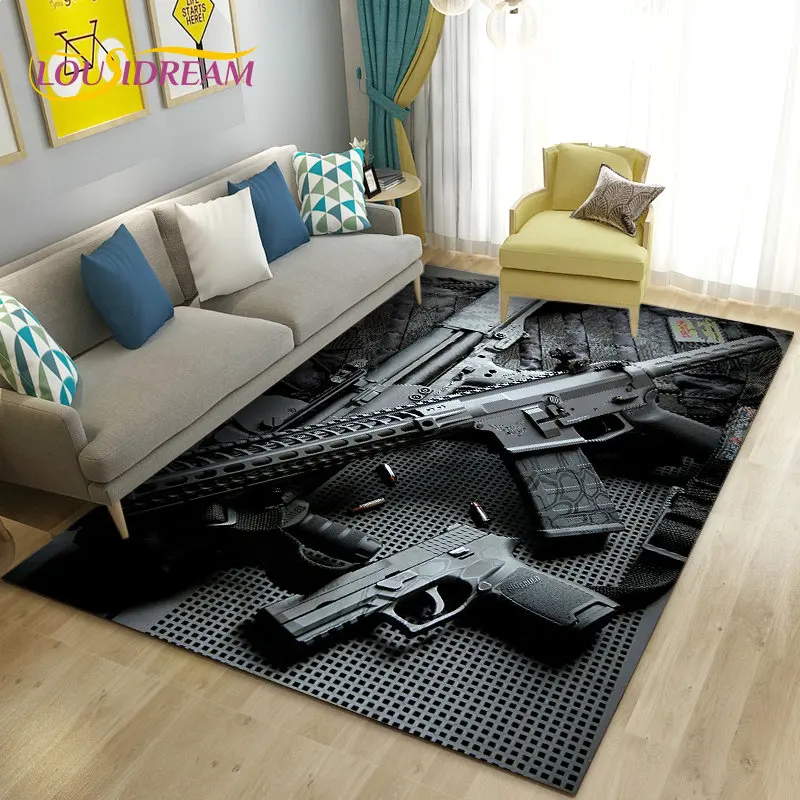 3D Assault Rifle Pistol Revolver Gun Area Rug,Carpet Rug for Living ...