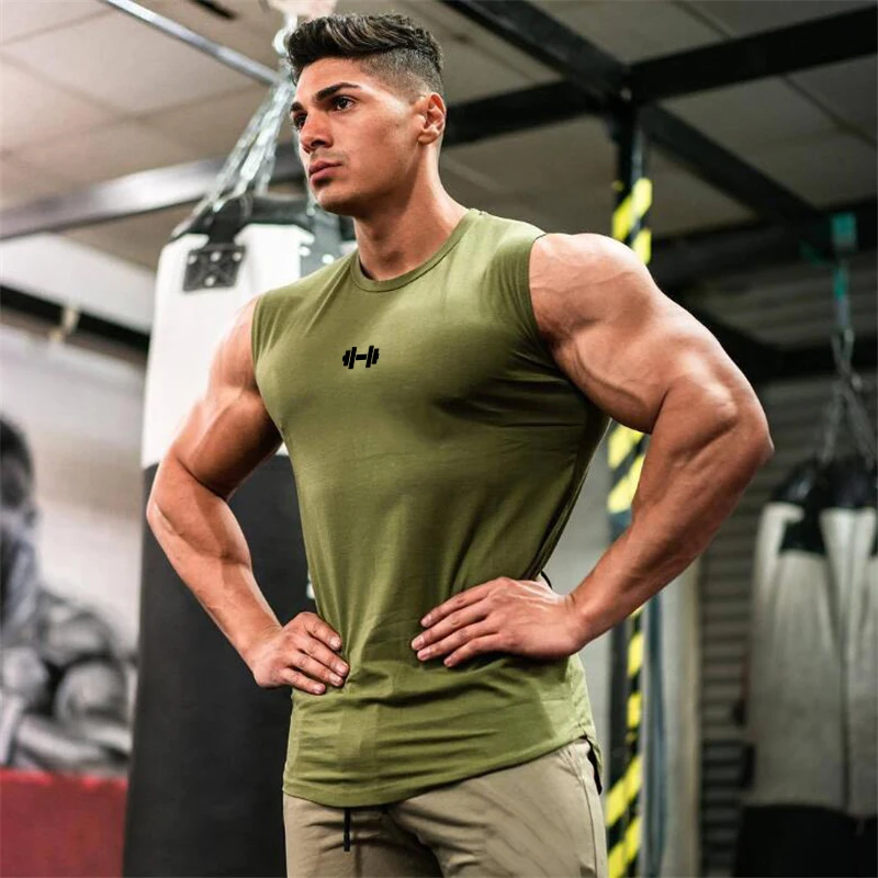 Compression Gym Tank Top Men Summer Cotton Bodybuilding Sleeveless T ...