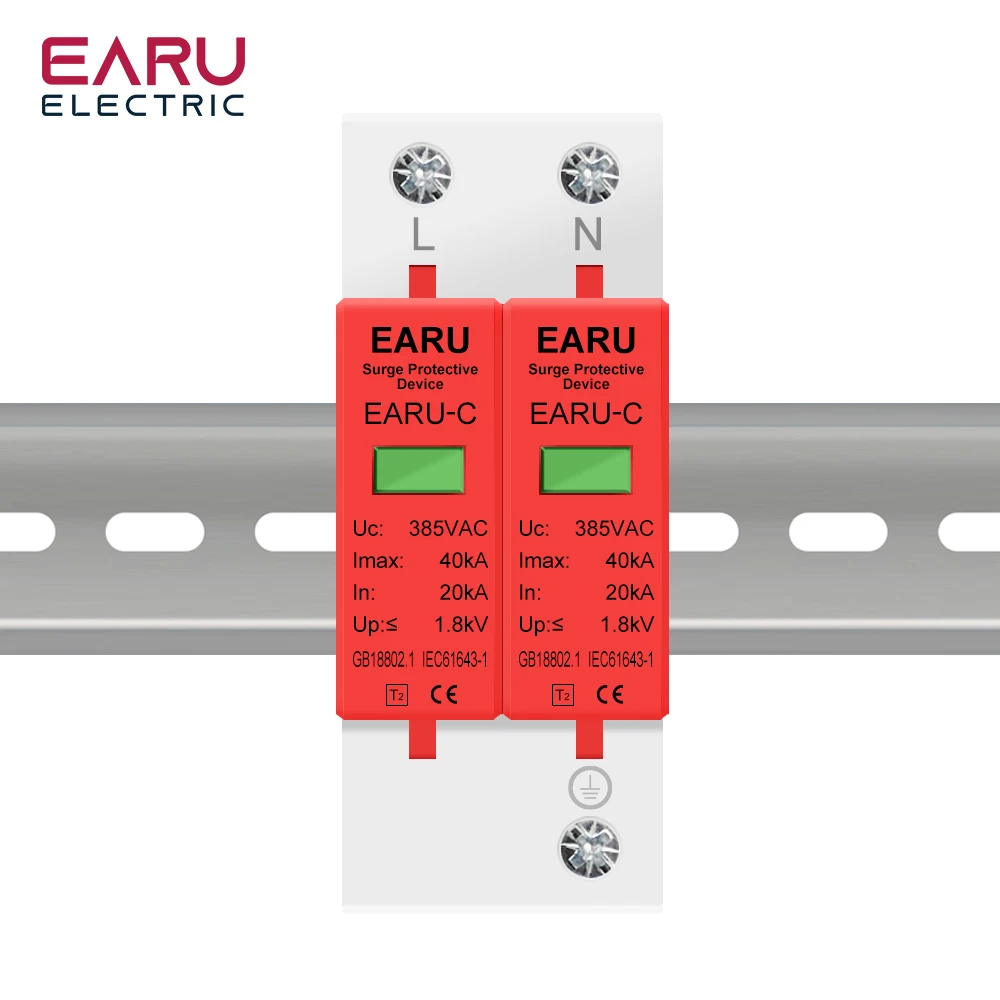 Earu EASP-PV-500 SPD surge protection device low voltage lightning arrester for homes 1/2/3/4 ...