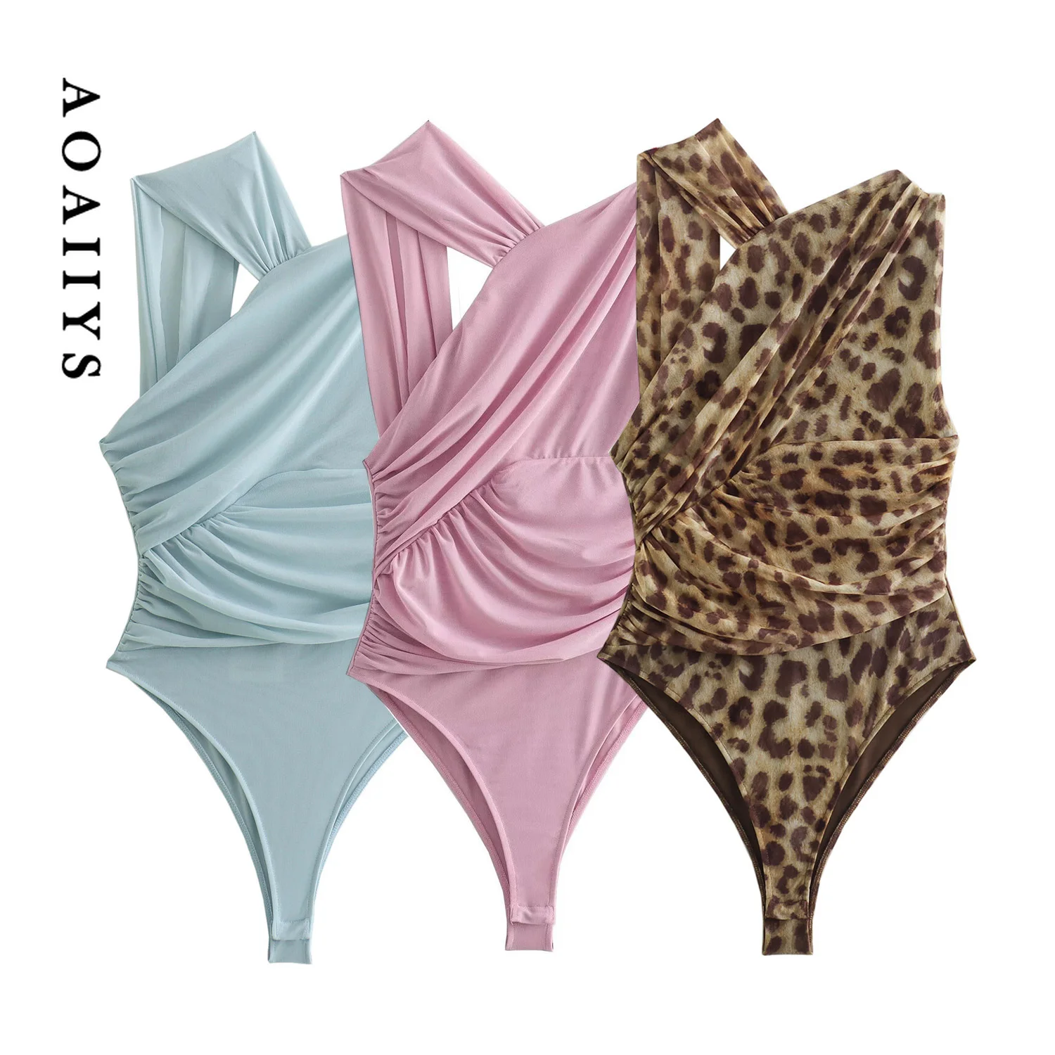 Aoaiiys-Body-de-leopardo-para-mujer-Tops-irregulares-Sexy-con-hombros ...