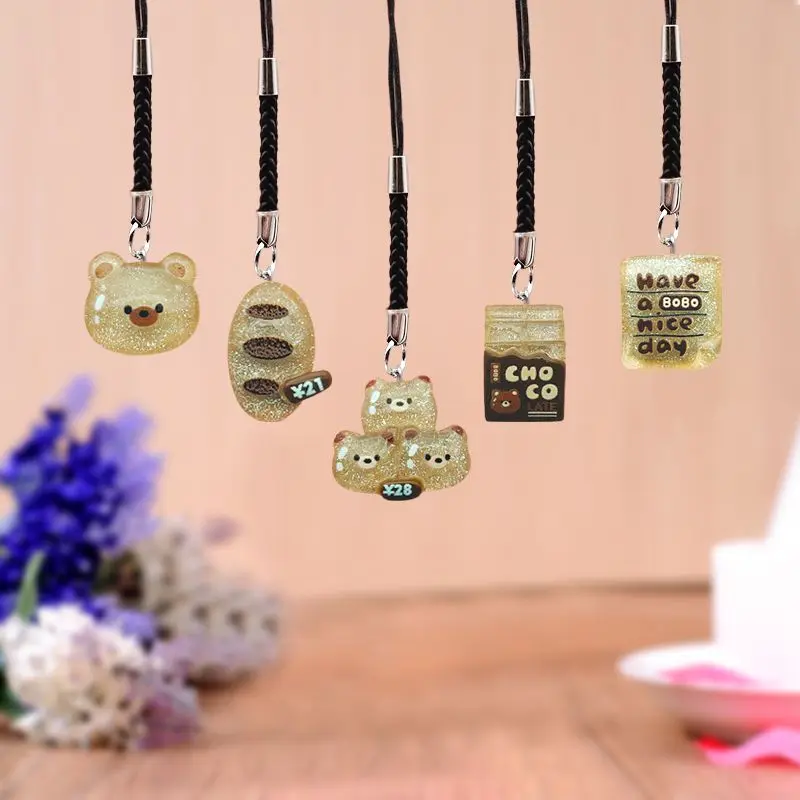Ins-Korea-Bling-Transparent-Mobile-Phone-Pendant-Cute-Coffee-Bread-Bear ...