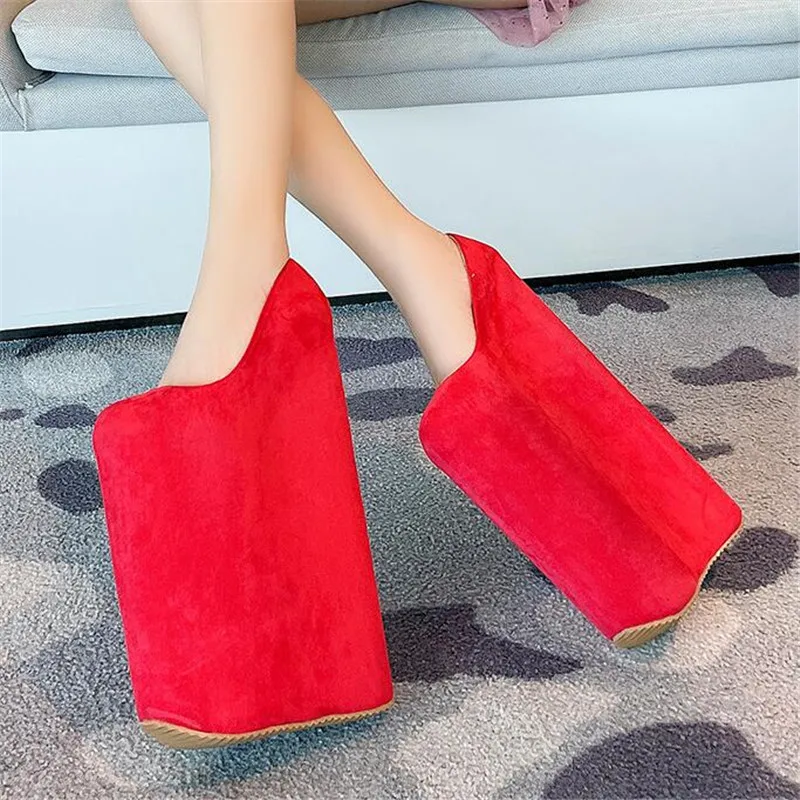 Ultra High-Heeled 30cm wedges College Girl Diamond Pumps 20cm Platform ...