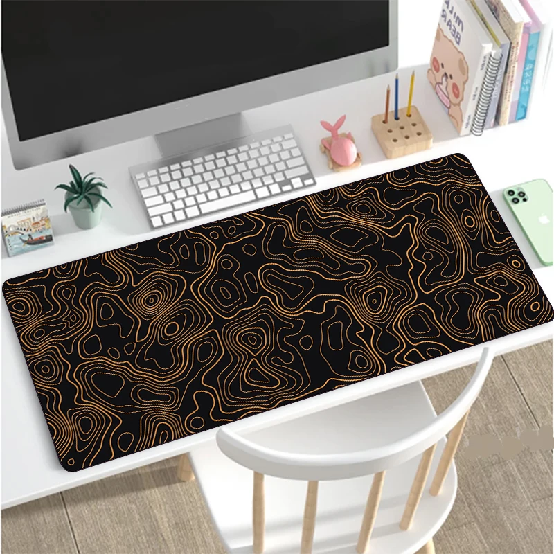 Black-White-Advanced-Contour-Lines-Mouse-Pad-Gaming-XL-Home-Computer ...